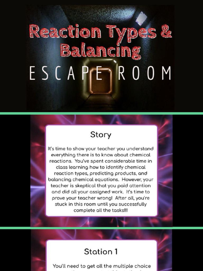 Reaction Types and Balancing and Predicting Products Digital Escape ...