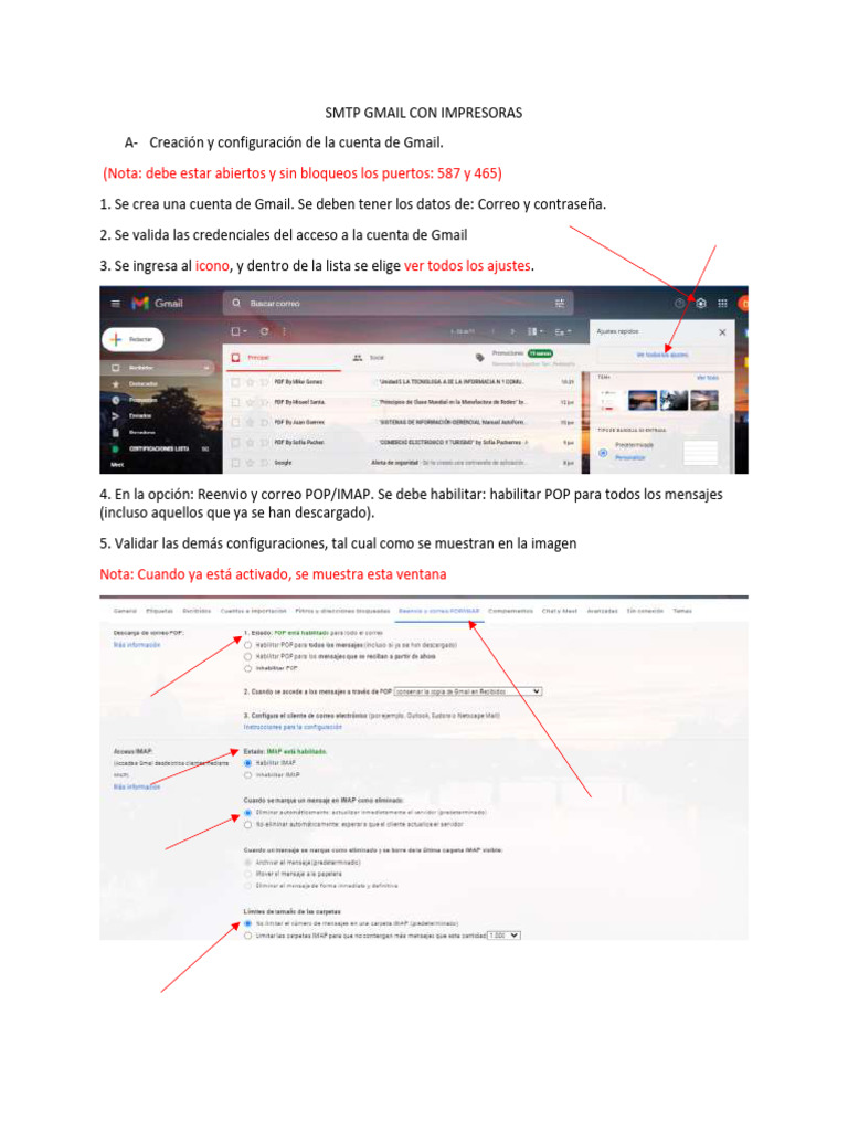 Configuracion de SMTP Gmail A Impresoras | PDF