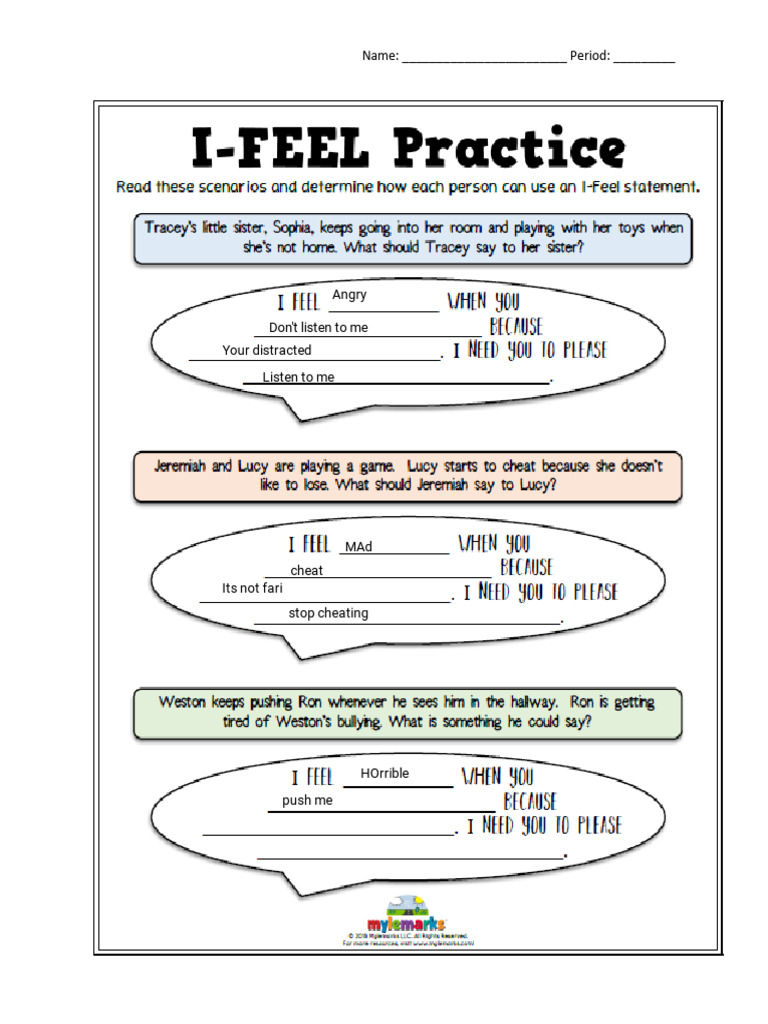 Kami Export - I Feel... Worksheet | PDF
