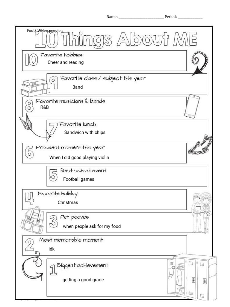 Kami Export - 10 Things About Me and Body Language Worksheet | PDF