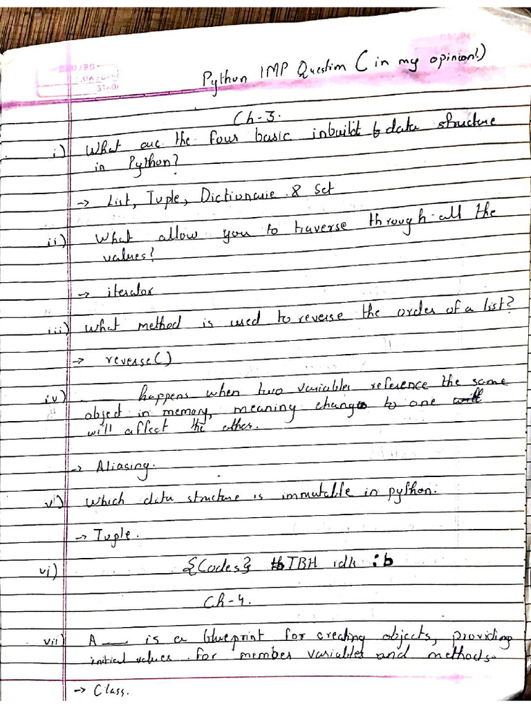 Python IMP according to me | PDF