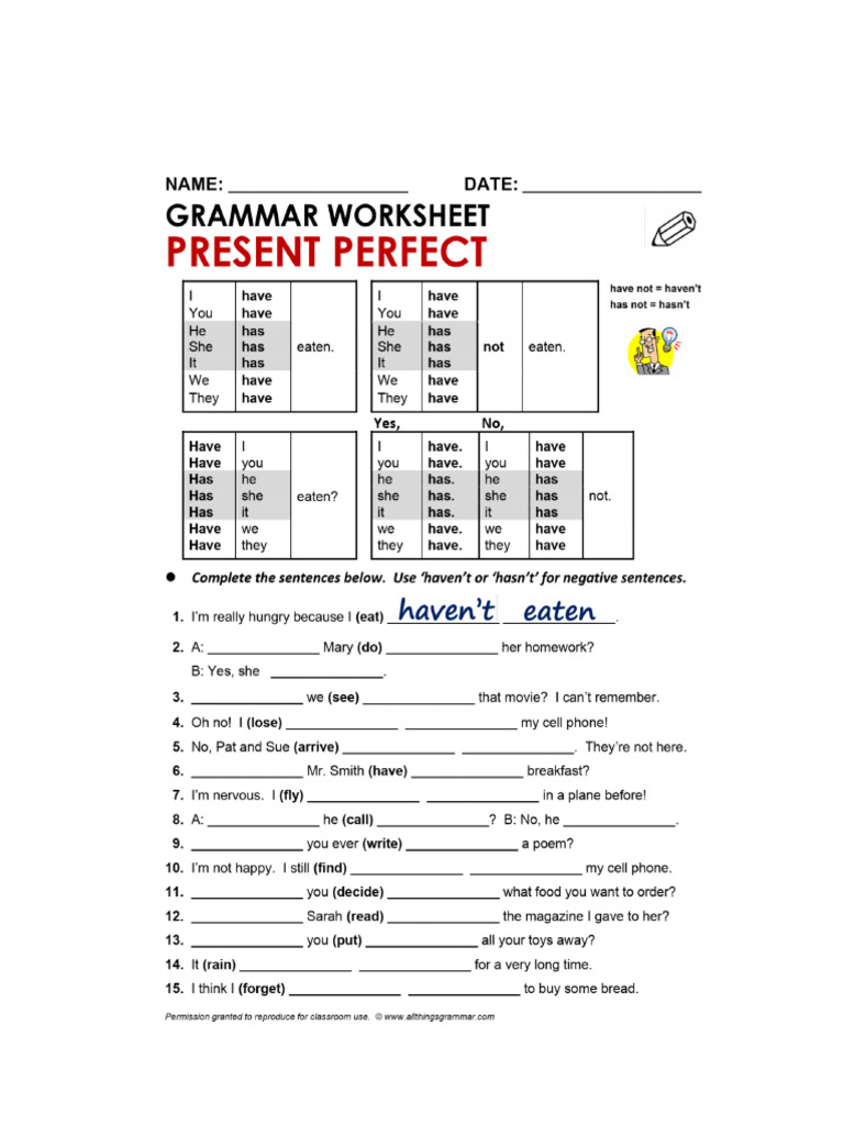 Present Perfect A2 Level | PDF