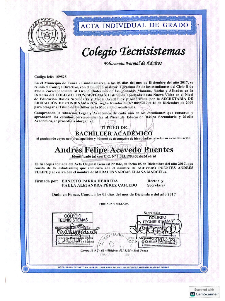 acta de grado bachiller | PDF