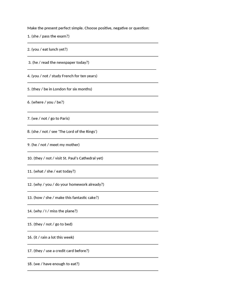 Present Perfect Simple Questions Guide | PDF