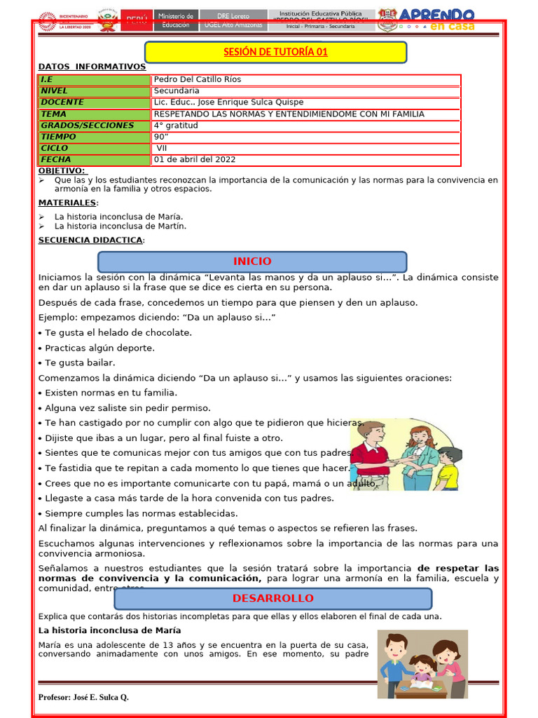 Tema 01 . - Respetando Las Normas y Entendimiendome Con Mi Familia | PDF | Comportamiento ...