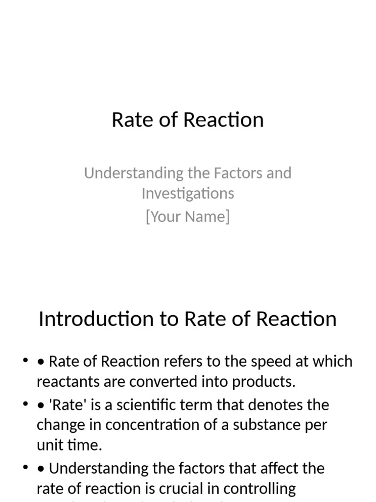 Factors Influencing Reaction Rates | PDF