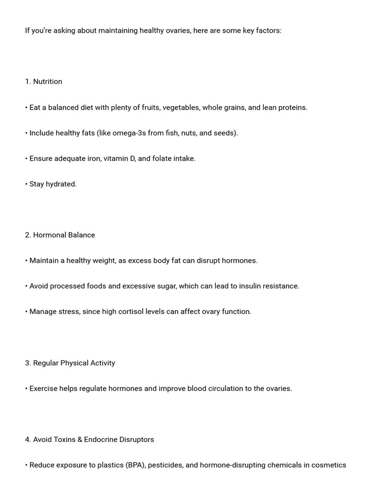 Tips for Healthy Ovaries Maintenance | PDF