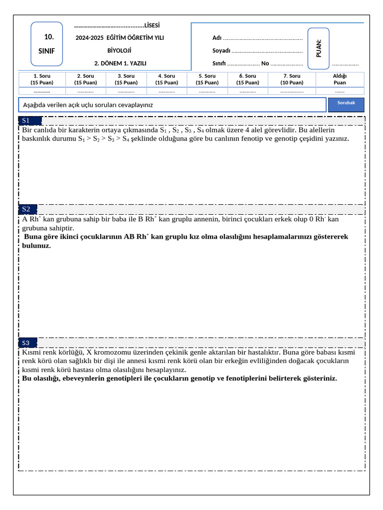 10 Sinif Biyoloji Cvpli Sorubak Com 2d1y 1110111 | PDF
