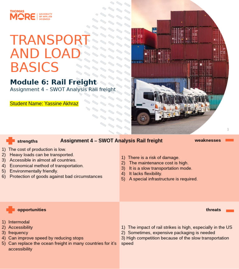 Assignment 4 SWOT Analysis Rail Freight, November 2023 | PDF