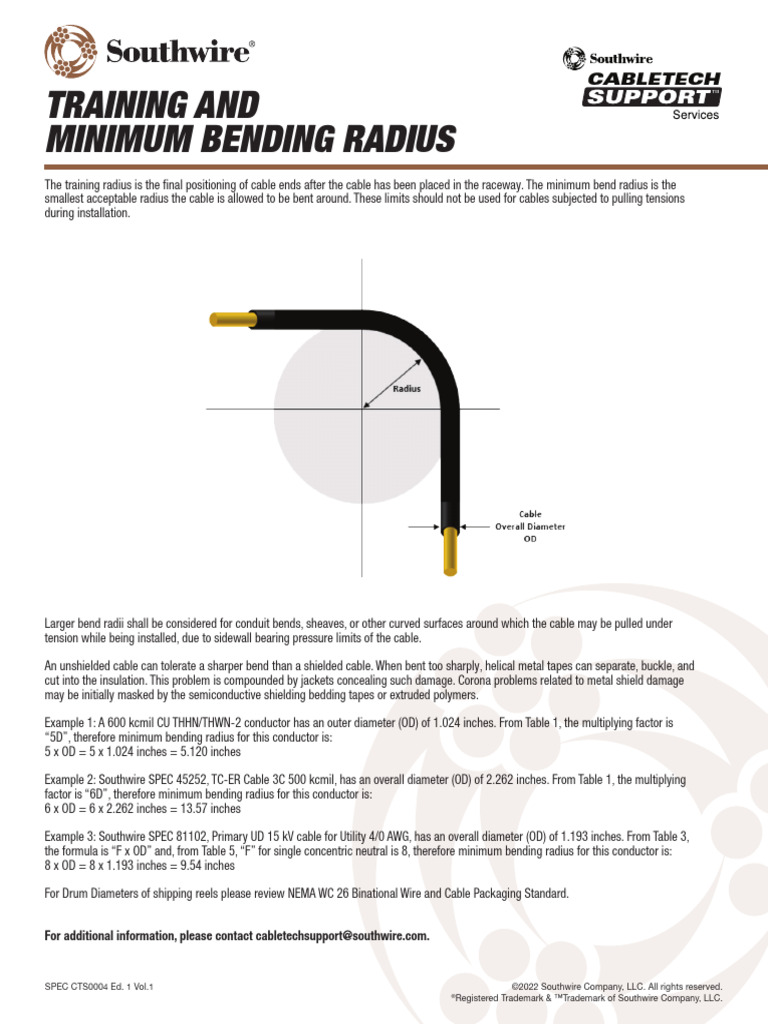 Minimum Bending Radius | PDF | Electricity | Electrical Engineering
