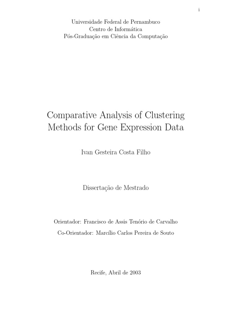 Comparative Analysis of Clustering Methods For Gene Expression Data | PDF | Rna | Dna Microarray