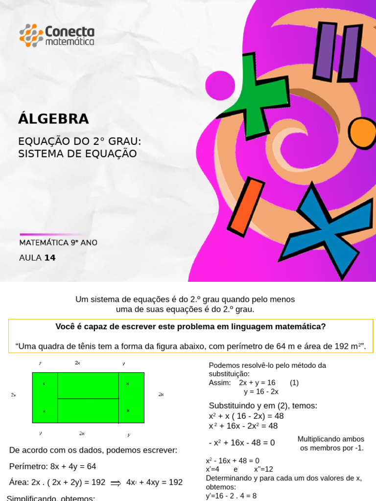 Aula 14 Sistema de Equacao Do 2deg Grau ...