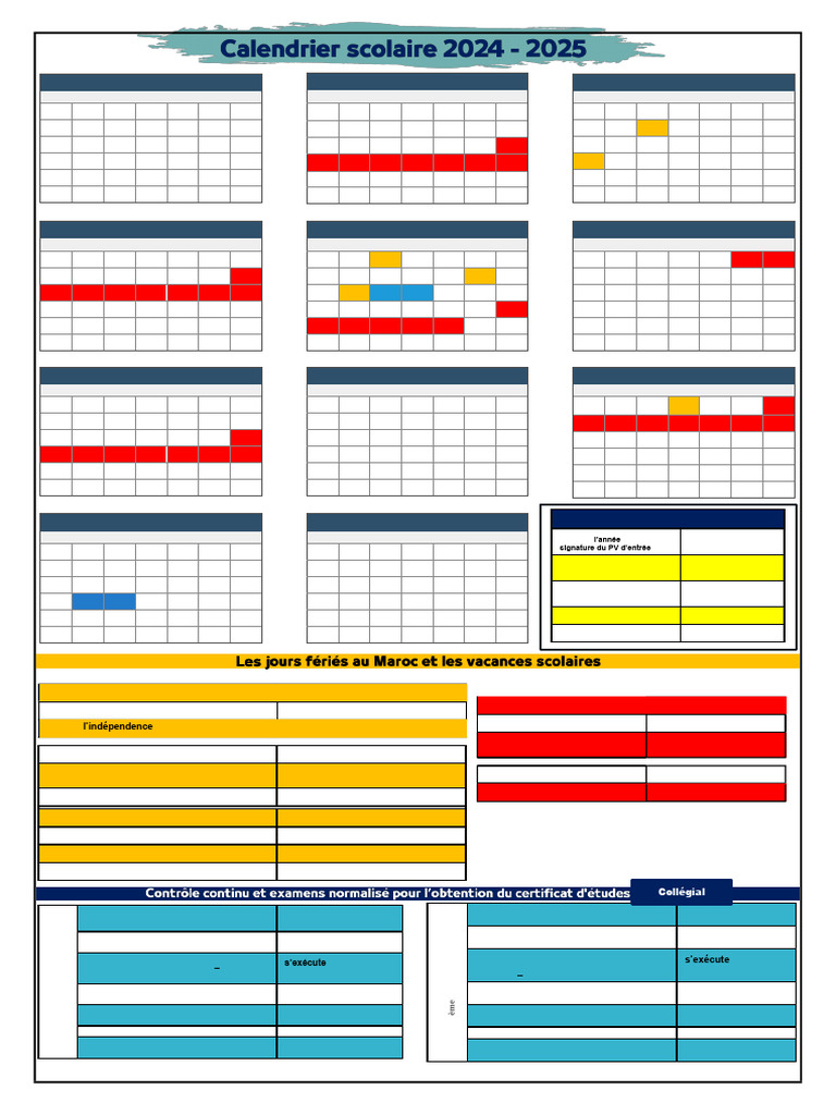 Calendrier scolaire 2024-2025 coll | PDF