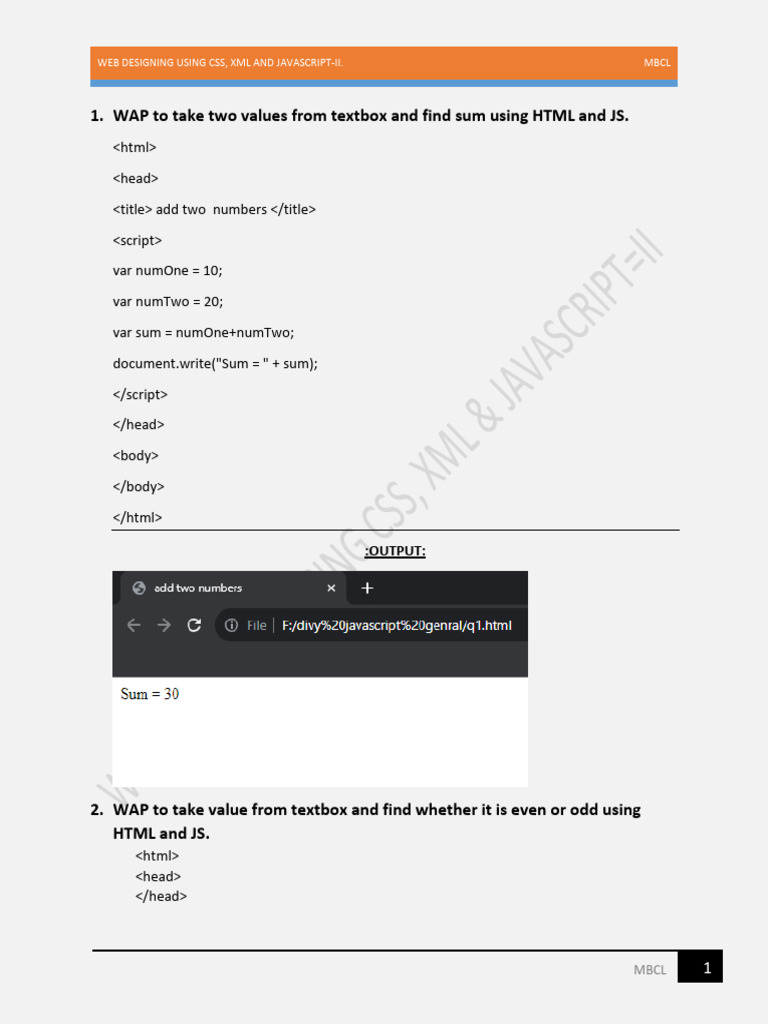 Web Designing Javascript Journal-Final | PDF | Html | Web Design