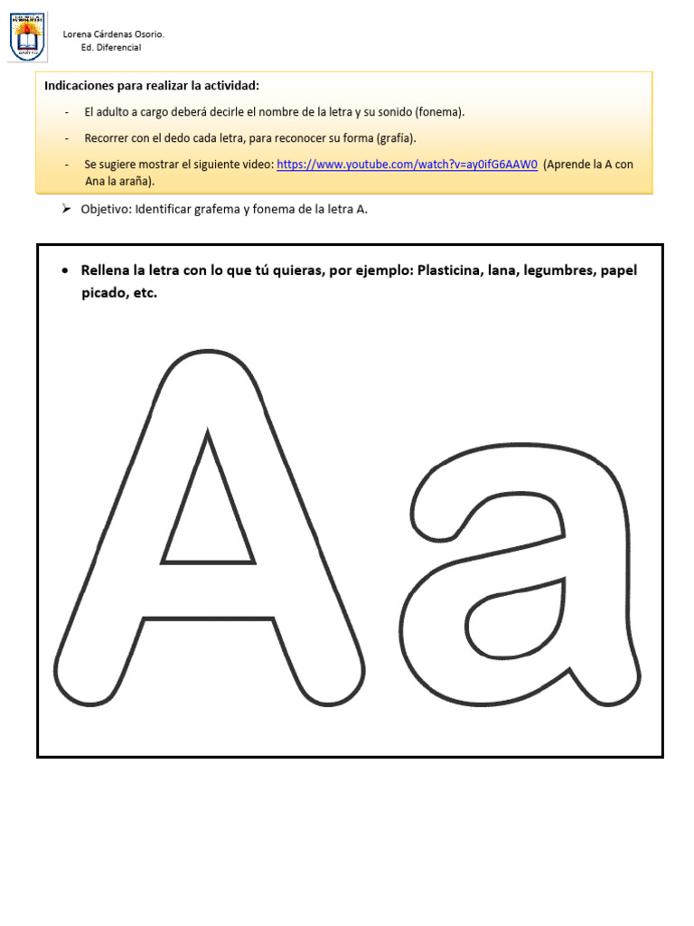 Actividades educativas con letras A, E, I | PDF | Vocal | Sílaba