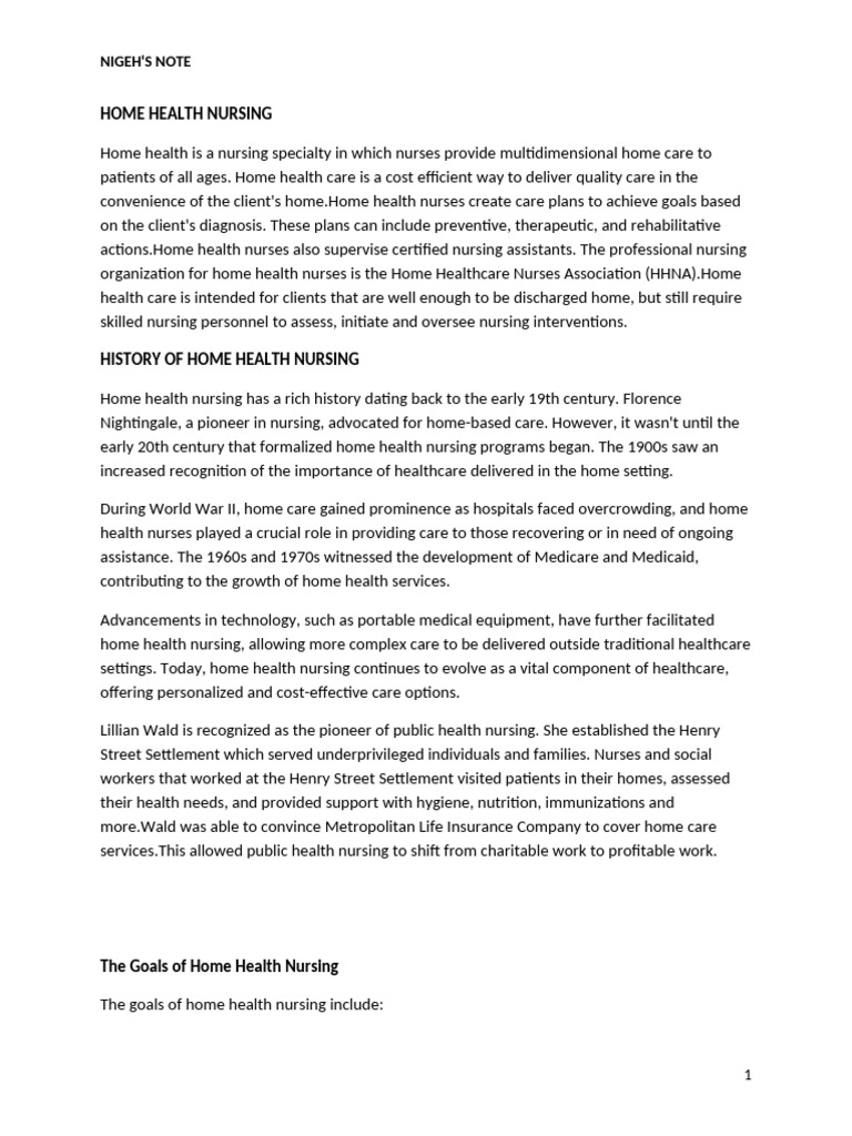 Domiciliary nursing 1st Unit | PDF | Palliative Care | Health Care