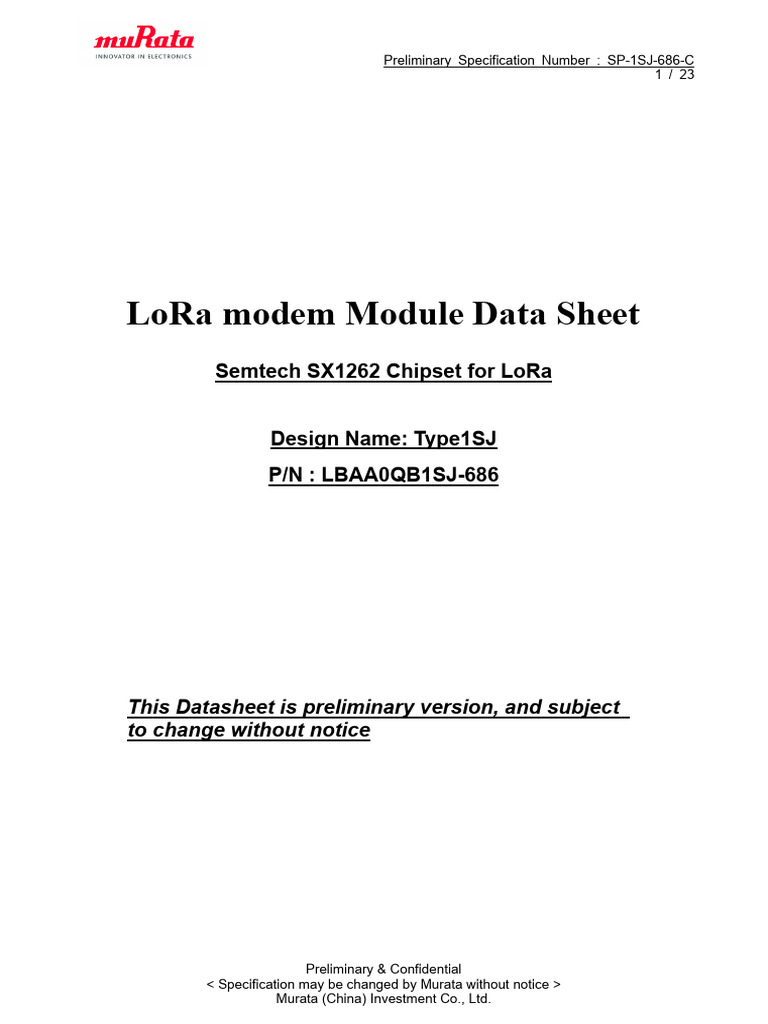 lbaa0qb1sj-686-integrated-lorawan-modem-datasheet-specifications | PDF ...