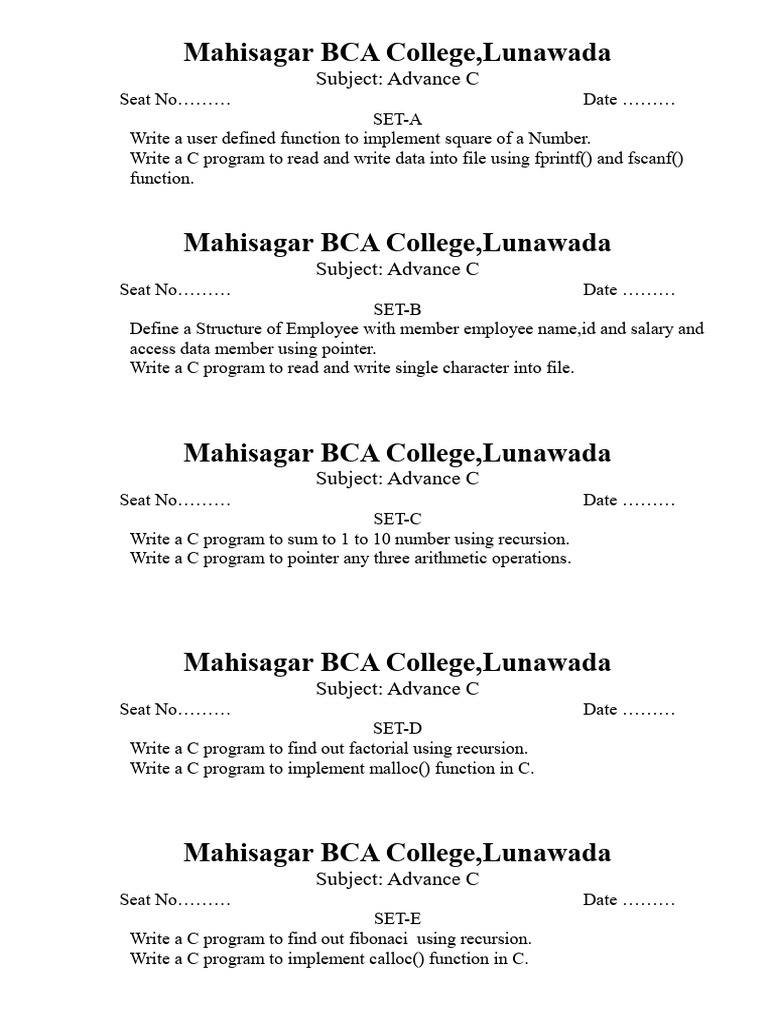 Advance C Practical Questions 1 Pdf Pointer Computer Programming Function Mathematics