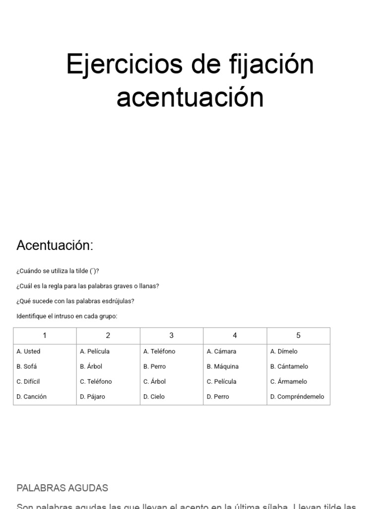 Acentuación Ejercicio | PDF