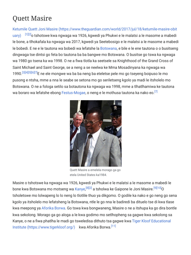 Quett Masire - Wikipedia | PDF | Botswana