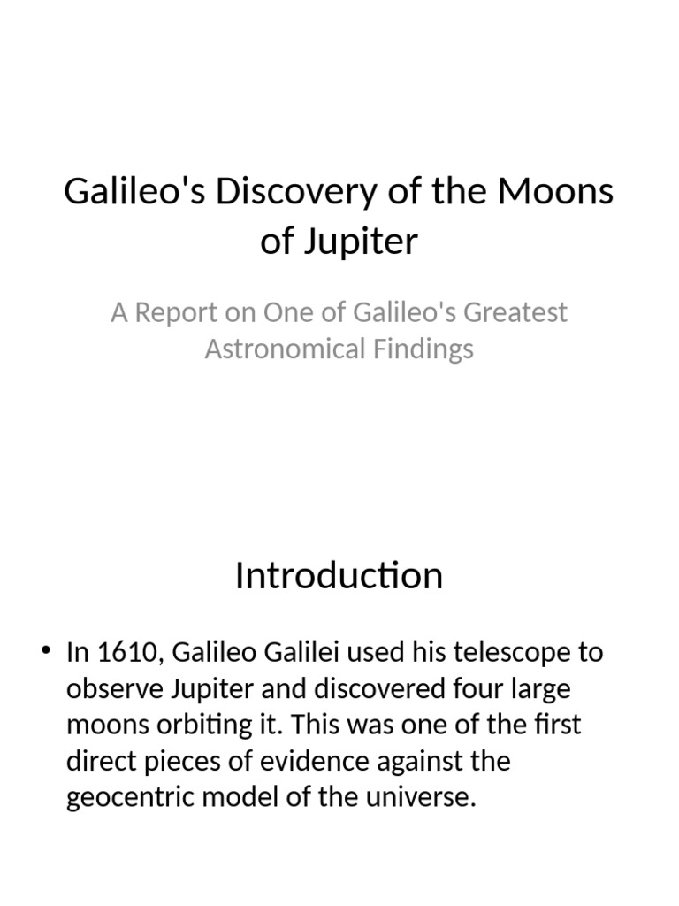 Galileo's Discovery of Jupiter's Moons | PDF