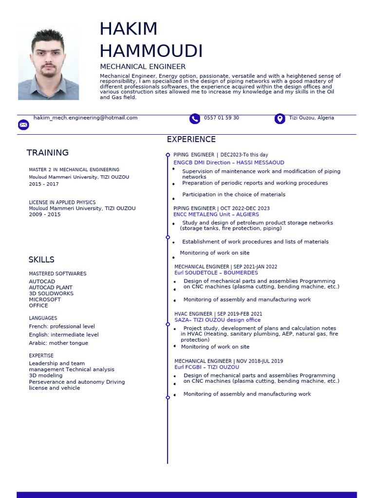 CV Hammoudi Hakim 2025.Fr - en | PDF | Mechanical Engineering | Engineering