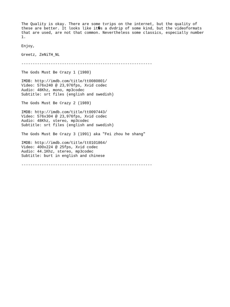 The Gods Must Be Crazy Film Details | PDF