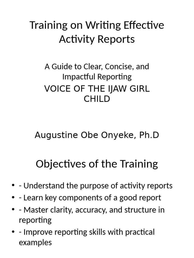 Effective Activity Report Writing Guide | PDF | Storytelling | Evaluation