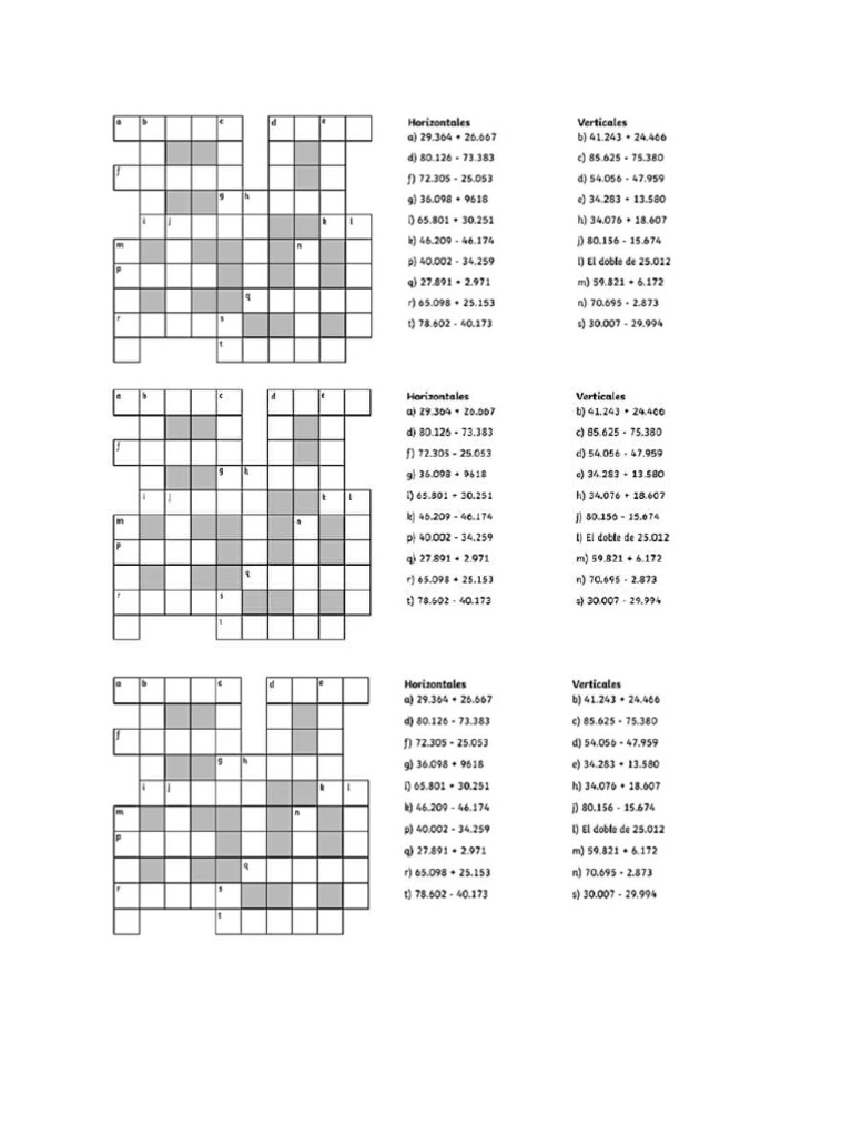 crucigrama para 1er año | PDF