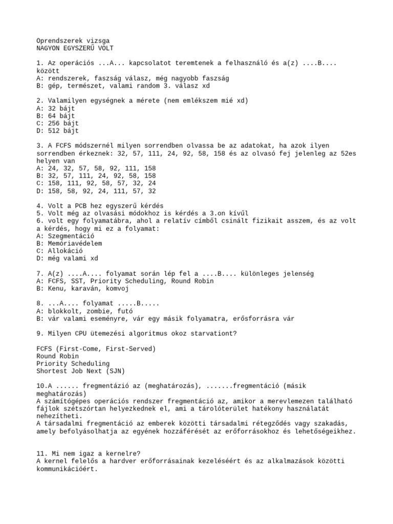 Oprendszerek Vizsga Több | PDF