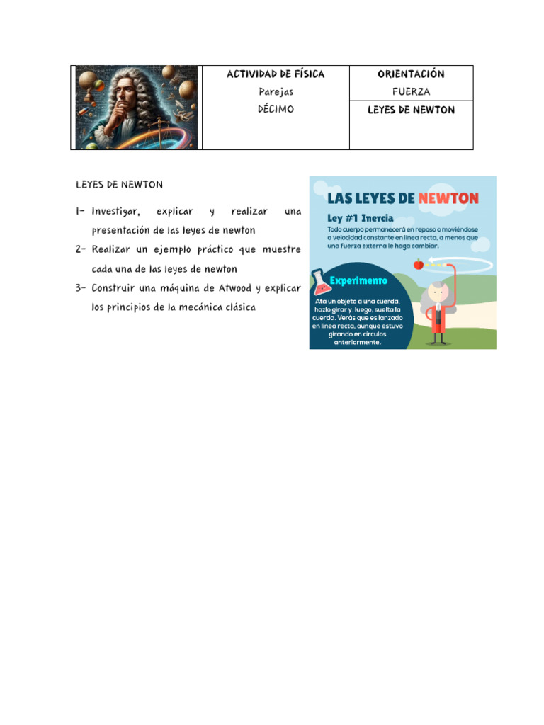 Actividad de Las Leyes de Newton | PDF