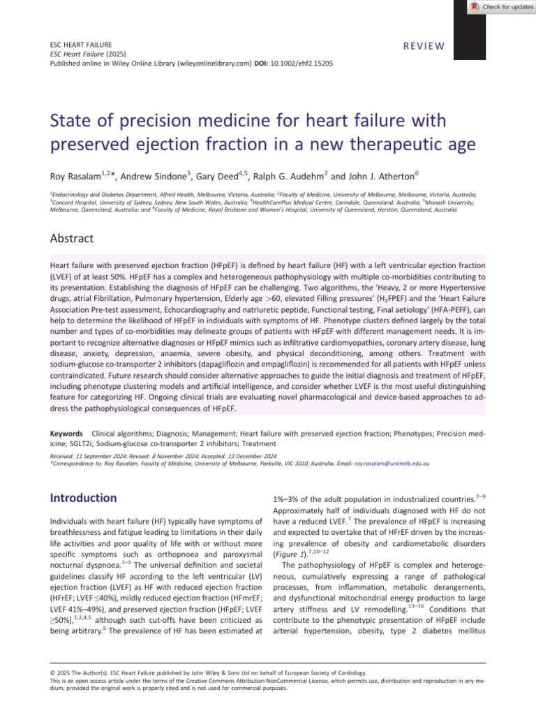 ESC Heart Failure - 2025 - Rasalam - State of Precision Medicine For ...