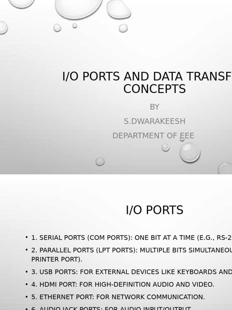 I/O Ports and Data Transfer Overview | PDF