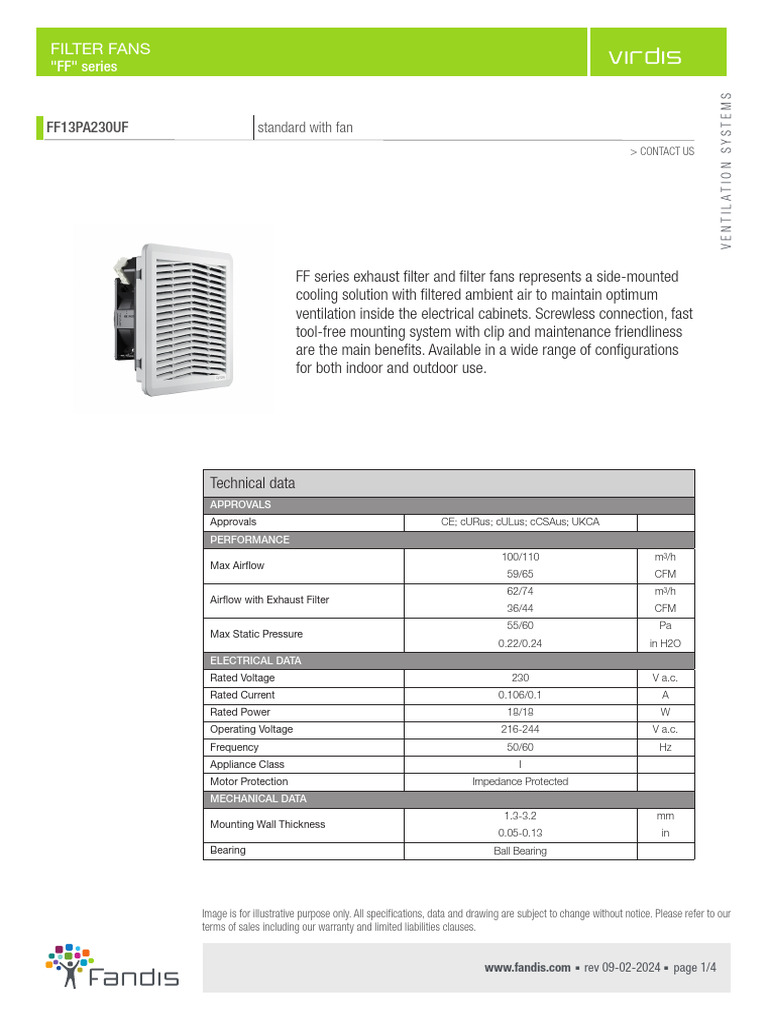 FF Series Filter Fans Overview | PDF | Ventilation (Architecture ...