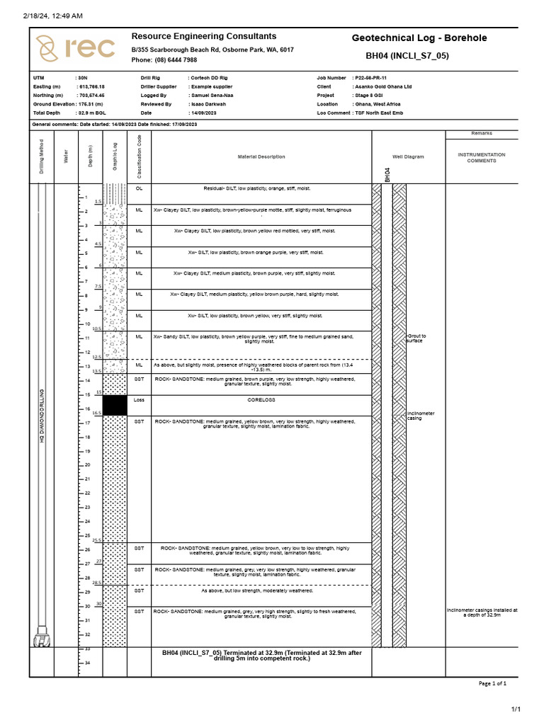 BH04 WELL LOG | PDF | Sandstone | Rock (Geology)