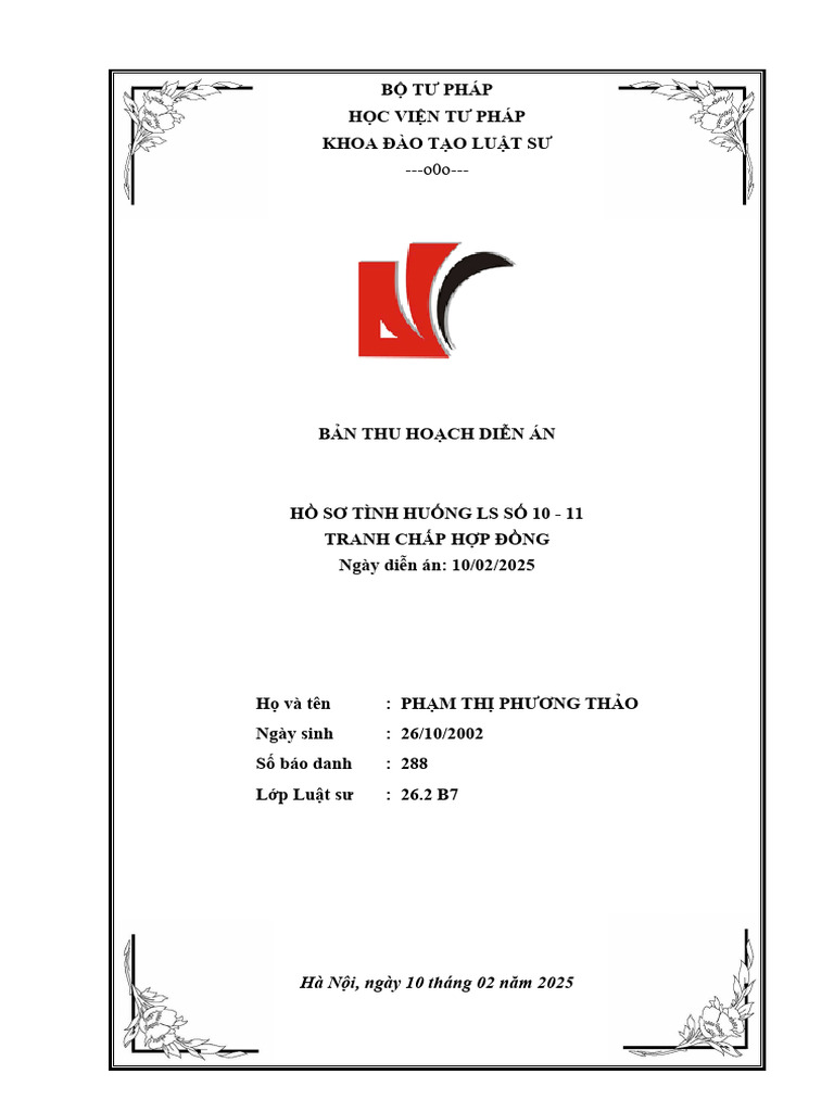 HS10-11:DA3 - Bài Thu Hoạch - Phạm Thị Phương Thảo | PDF