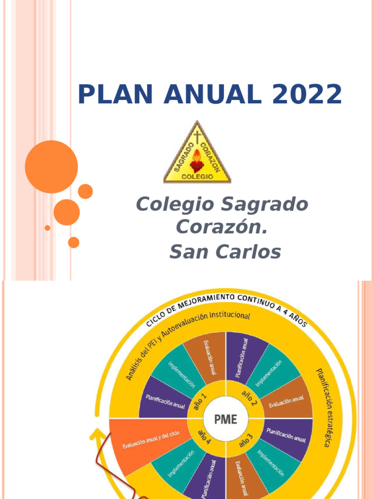 Plan Anual 2022 del Colegio Sagrado Corazón | PDF | Maestros | Pedagogía