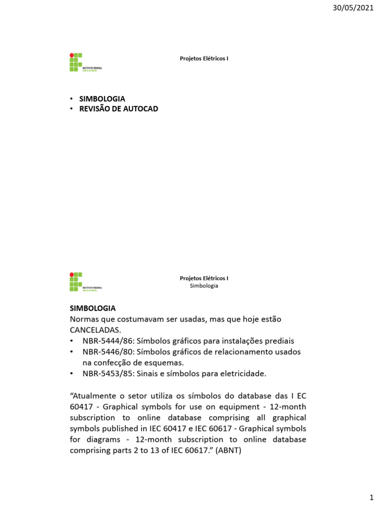 Slides - Simbologia - Autocad | PDF | Rede elétrica | Energia elétrica