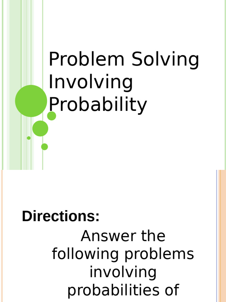 UNIT 4 MATH 10 Lesson 3 Problem Involving Probability | PDF | Probability | Dice