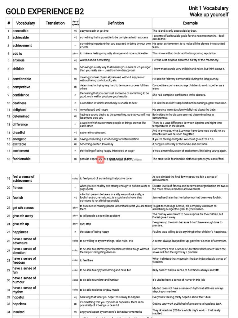 Gold Exp b2 Expandedwordlist-2 | PDF | Mountaineering | Tourism