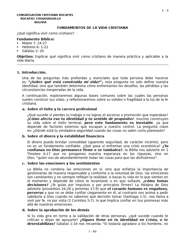 Fundamentos de La Vida Cristiana | PDF | Cristo (título) | Jesús