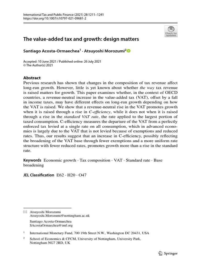 VAT Design's Impact on Economic Growth | PDF | Taxes | Value Added Tax