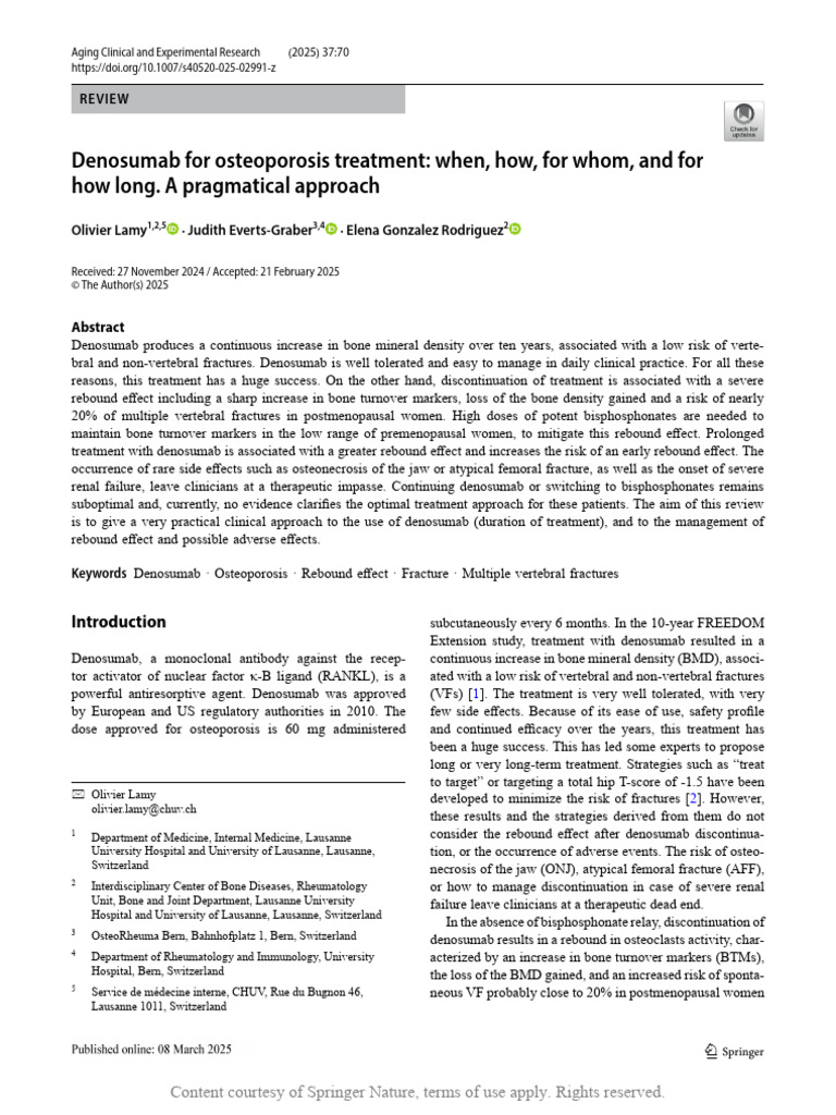 Denosumab Use and Rebound Effects | PDF | Osteoporosis | Medical ...
