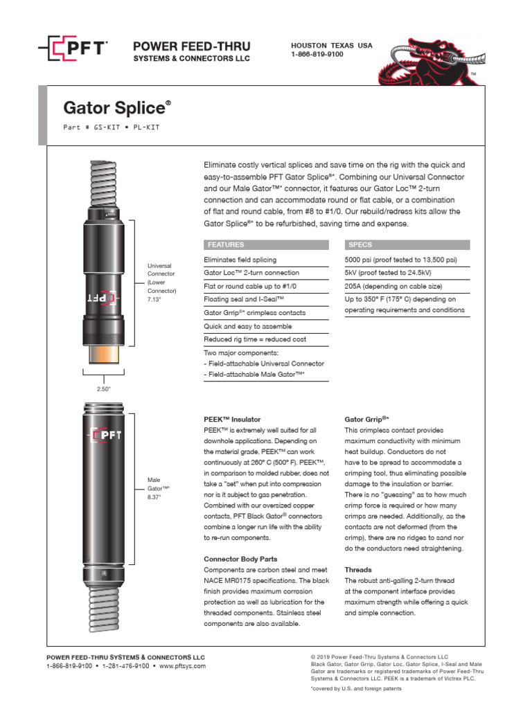 PFT_GatorSplice_PDS | PDF | Electrical Connector | Building Materials