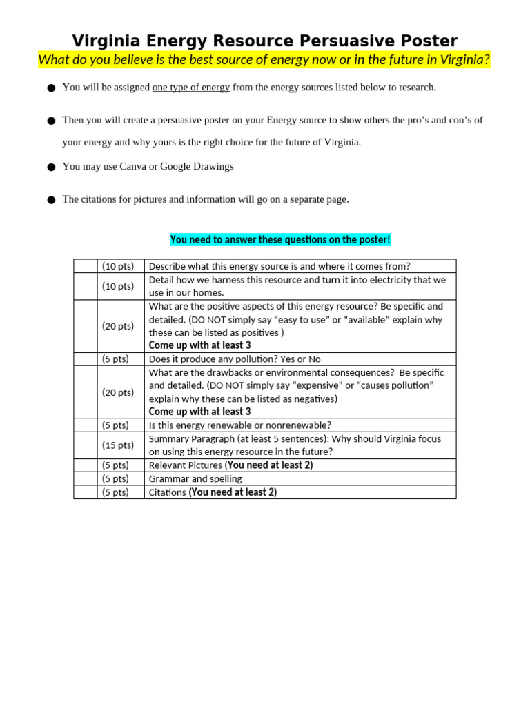 Energy - Resources - Persuasive - Poster | PDF