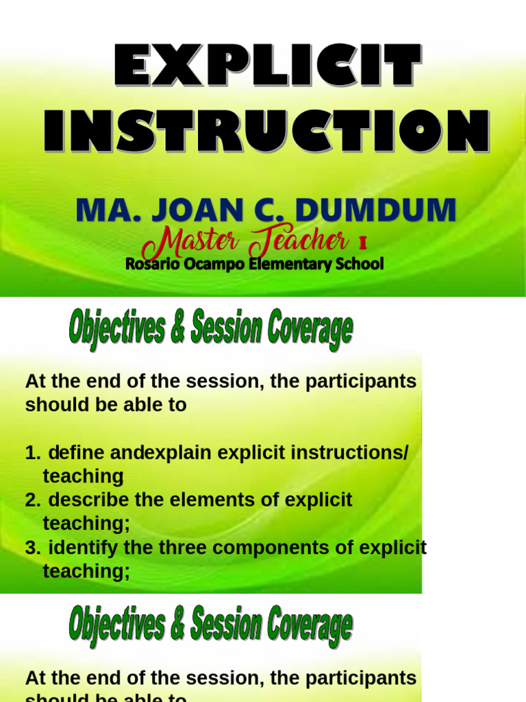 Explicit Instruction With DLL Sample PDF | PDF