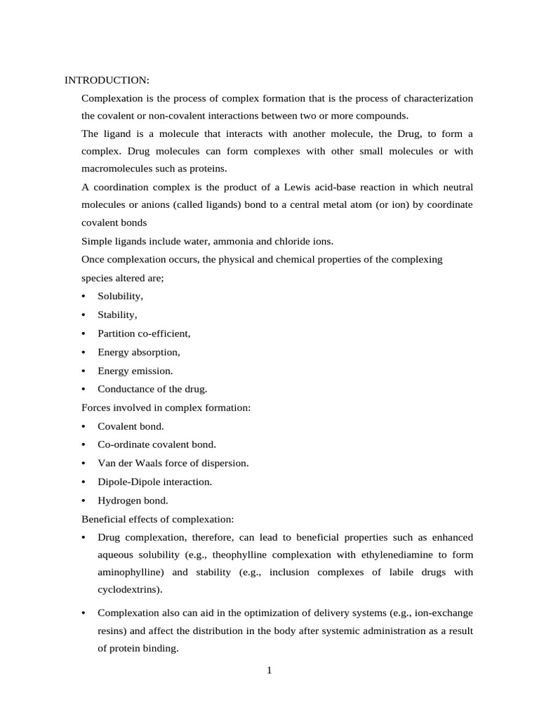 Understanding Drug Complexation Processes | PDF | Coordination Complex ...