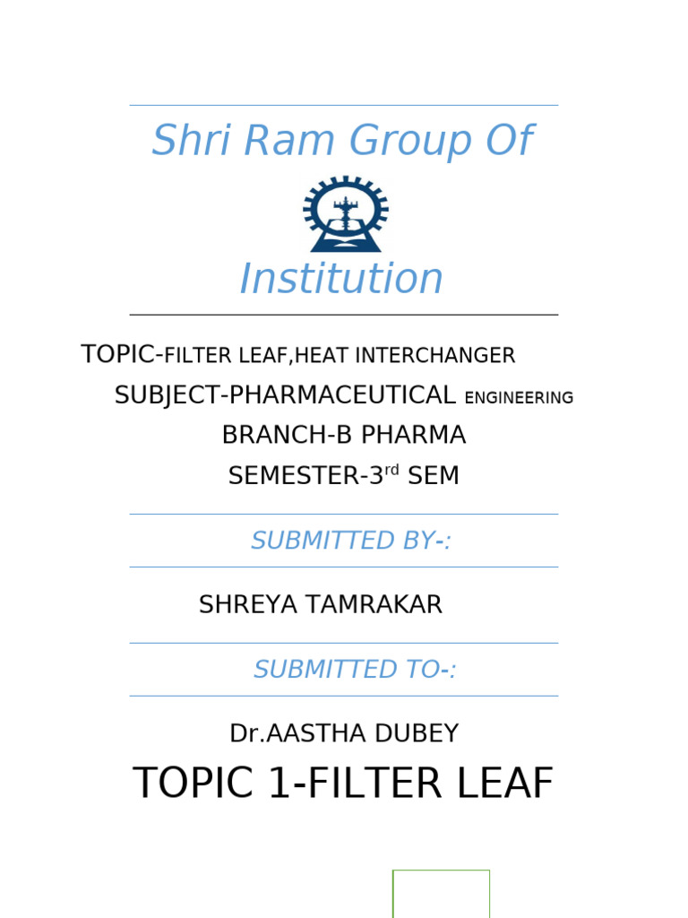 Pharmaceutical Engineering | PDF | Filtration | Heat Exchanger