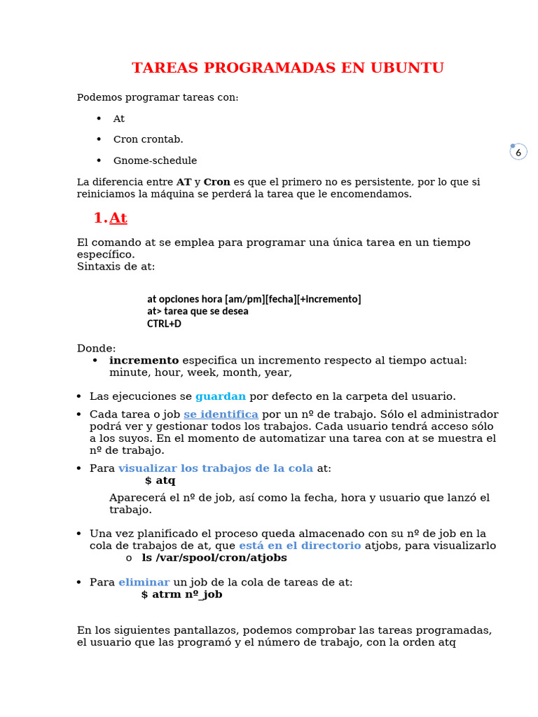 Tareas Programadas Ubuntu | PDF | Archivo de computadora | Software utilitario