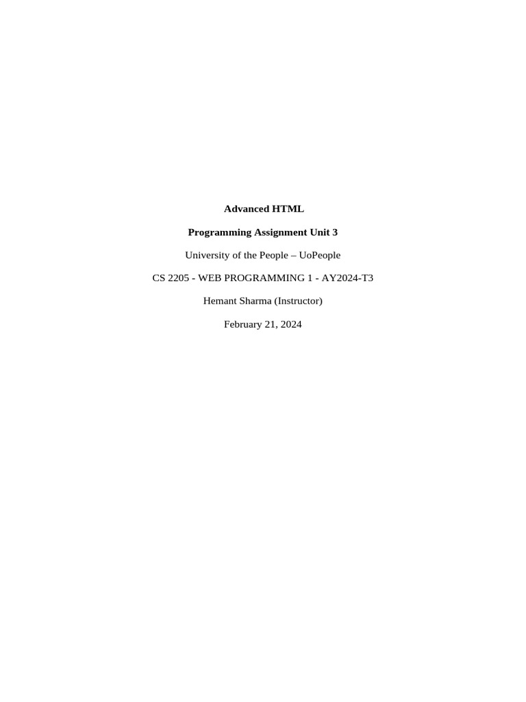 Programming Assignment Unit 3 | PDF | Html Element | World Wide Web